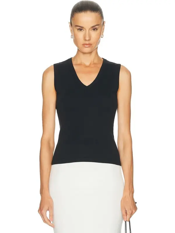 LESET Sleeveless V-neck Tank Top - Black