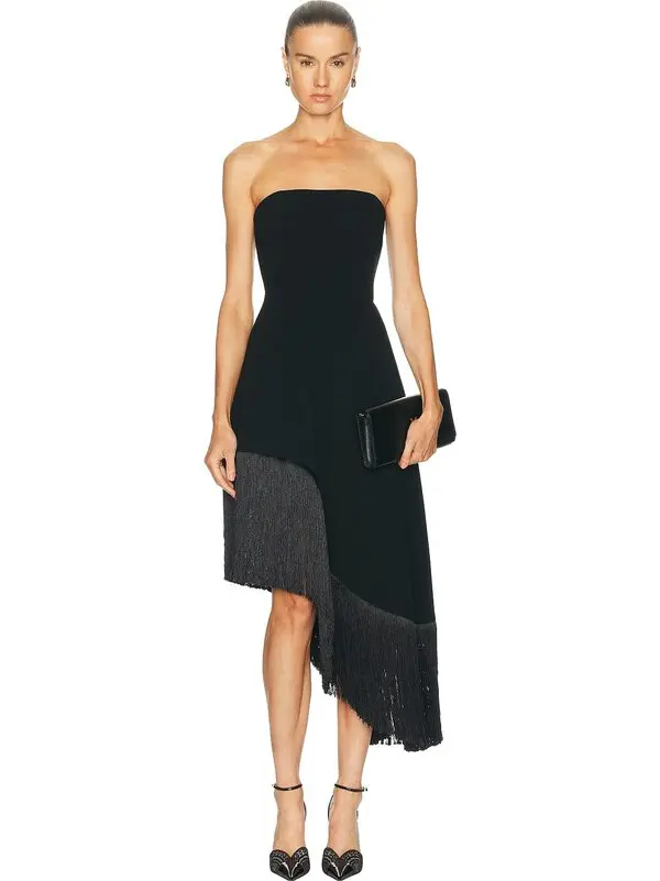 MIMCHIK Nara Fringe Midi Dress - Black