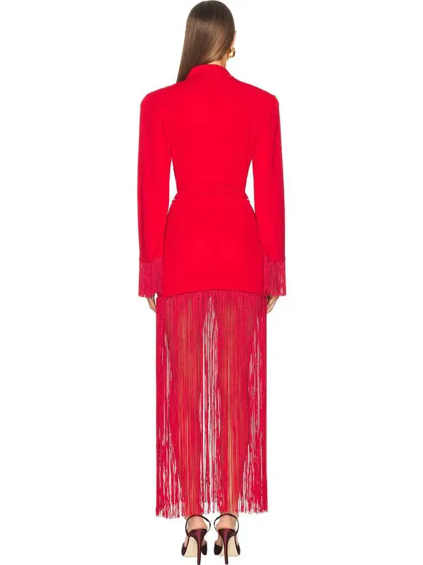 ROWEN ROSE Long Sleeve Polo Maxi Dress - Red