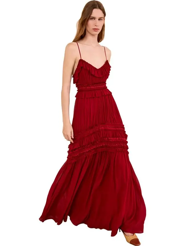 Ulla Johnson Dorothea Sleeveless Silk Gown - Cerise