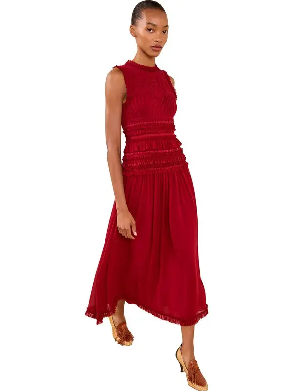 Ulla Johnson Etta Sleeveless Silk Dress - Cerise