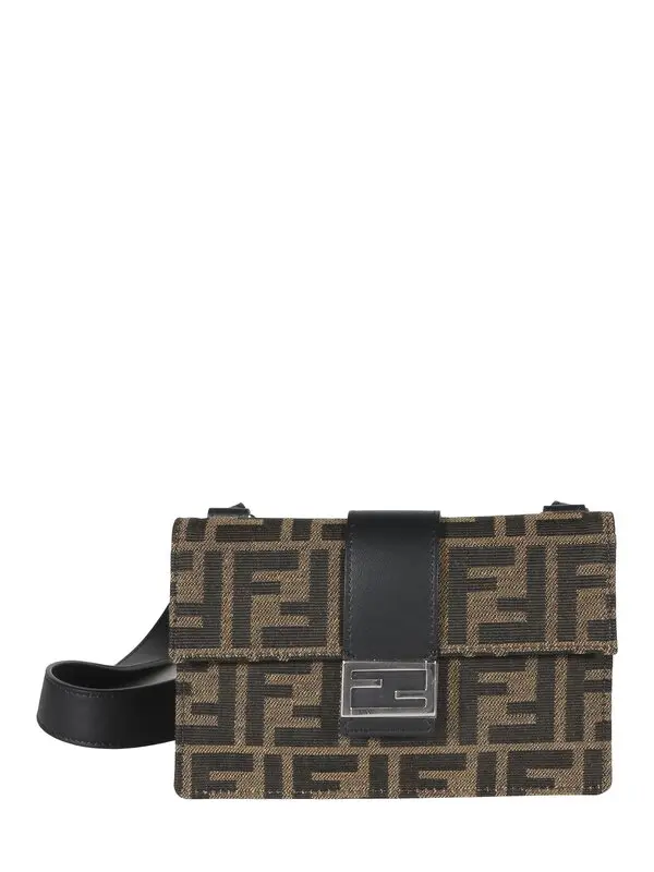Fendi Tobacco Recycled Fabric Jacquard Vitello Grace Ff 1974 Baguette Belt Pouch - Brown