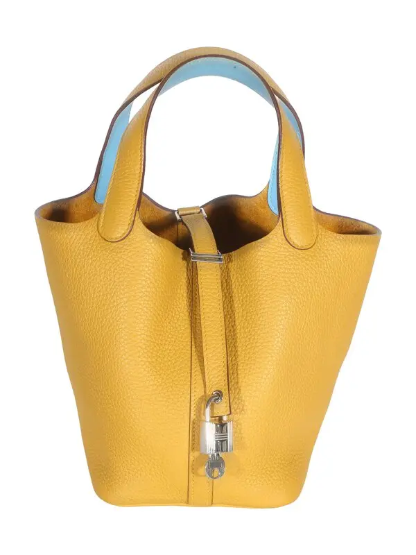 Hermès Picotin Lock 18 Pm Bag In Clemence Leather With Silver-tone Hardware - Yellow