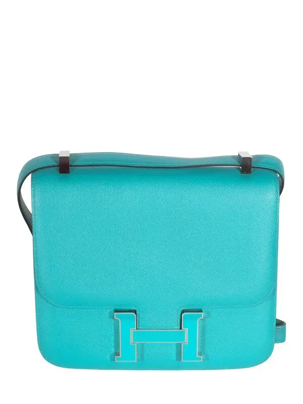 Hermès Constance 24 Bag In Bleu Paon Menthe Epsom Leather With Silver-tone Hardware - Blue