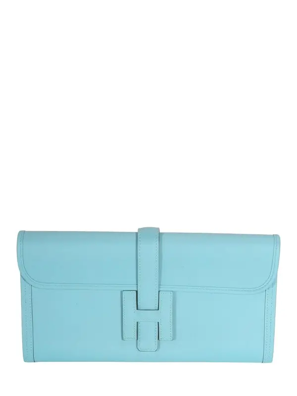 Hermès Bleu Saint Cyr Swift Jige Elan 29 Clutch - Blue