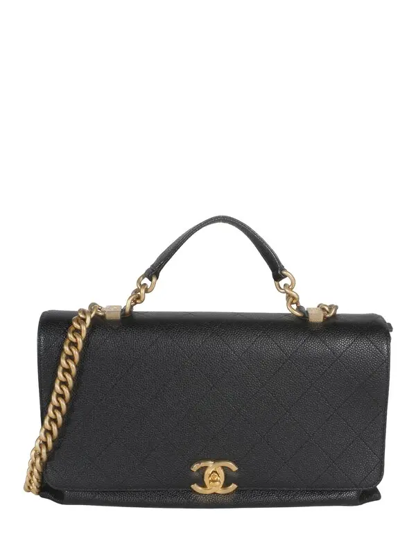 Chanel Quilted Caviar Chic Affinity Top Handle Bag - Black