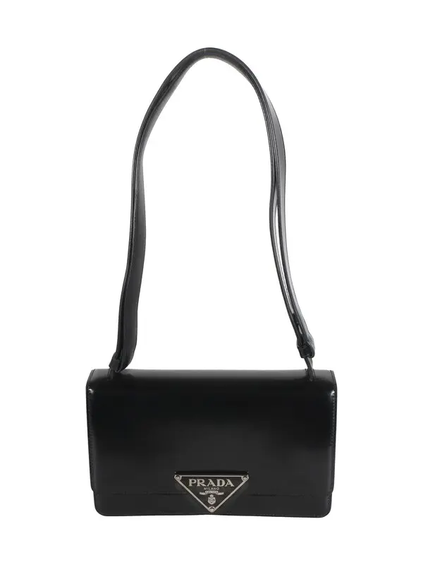 Prada Spazzolato Embleme Triangle Flap Bag - Black