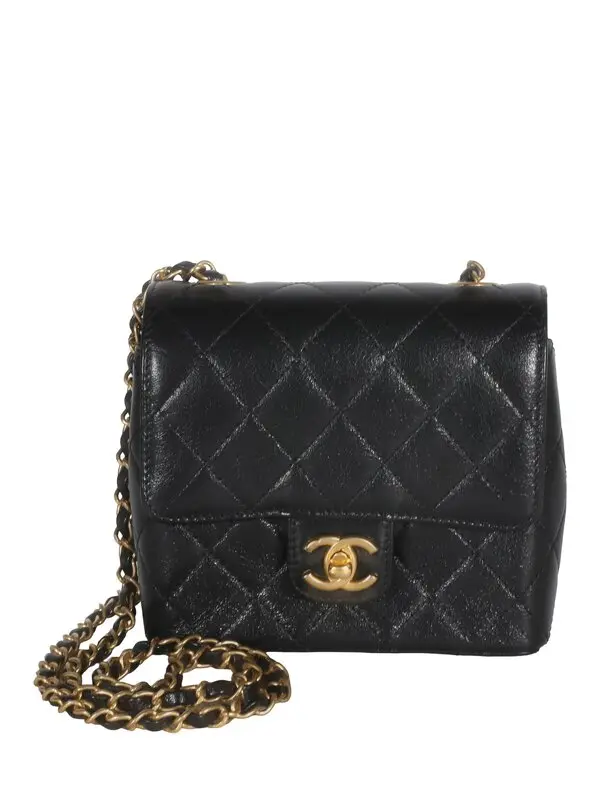 Chanel Quilted Goatskin Square Flap Bag - Black