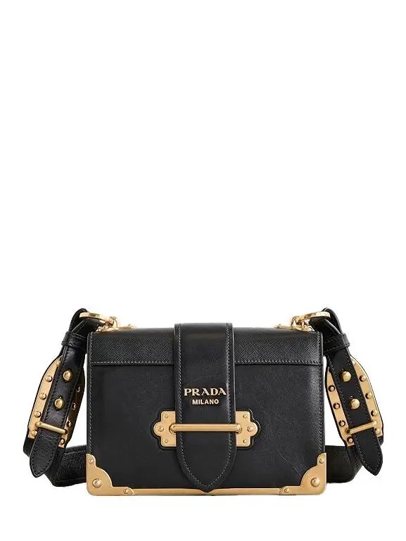 Shopbop Prada Calf Leather Cahier Shoulder Bag - Black