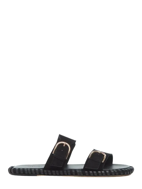 Gabriela Hearst Sage Flat Sandal In Suede - Black