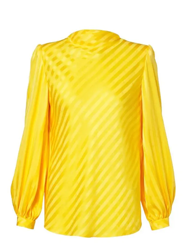 Valentino Garavani Vlogo Striped Silk Jacquard Blouse - Yellow