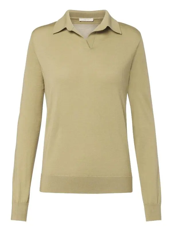 THE ROW Pauli Wool And Silk Polo Sweater - Green