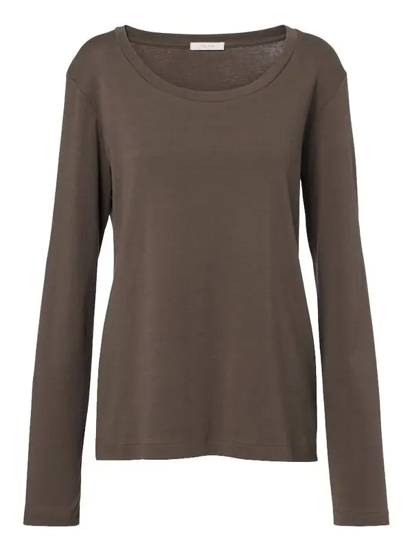 THE ROW Kalto Cotton Jersey Top - Brown