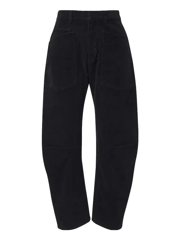 NILI LOTAN Shon Cotton-blend Corduroy Barrel-leg Pants - Black