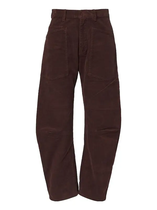 NILI LOTAN Shon" Cotton-blend Corduroy Barrel-leg Pants - Brown