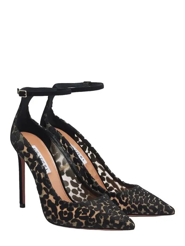 AQUAZZURA Panthera Leopard-print Mesh Pumps - Black