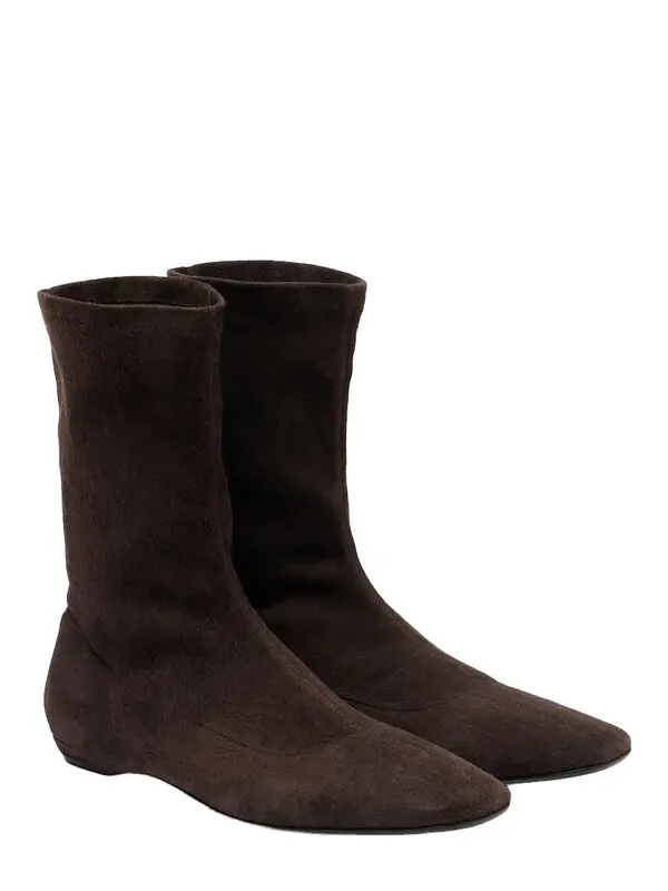 THE ROW Cindy Suede Ankle Boots - Brown