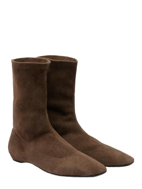 THE ROW Cindy Suede Ankle Boots - Brown