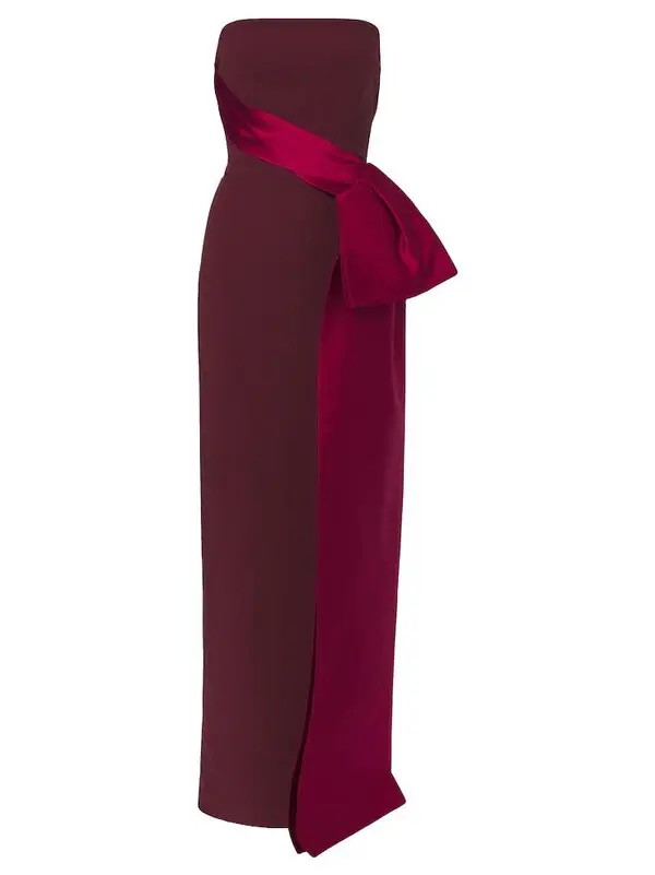 Roland Mouret Draped Crêpe Bustier Gown - Burgundy