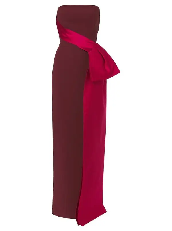 Roland Mouret Draped Crêpe Bustier Gown - Burgundy
