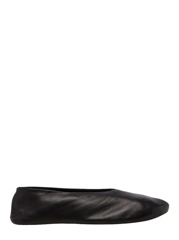 THE ROW Stella Shearling-trimmed Leather Ballet Flats - Black