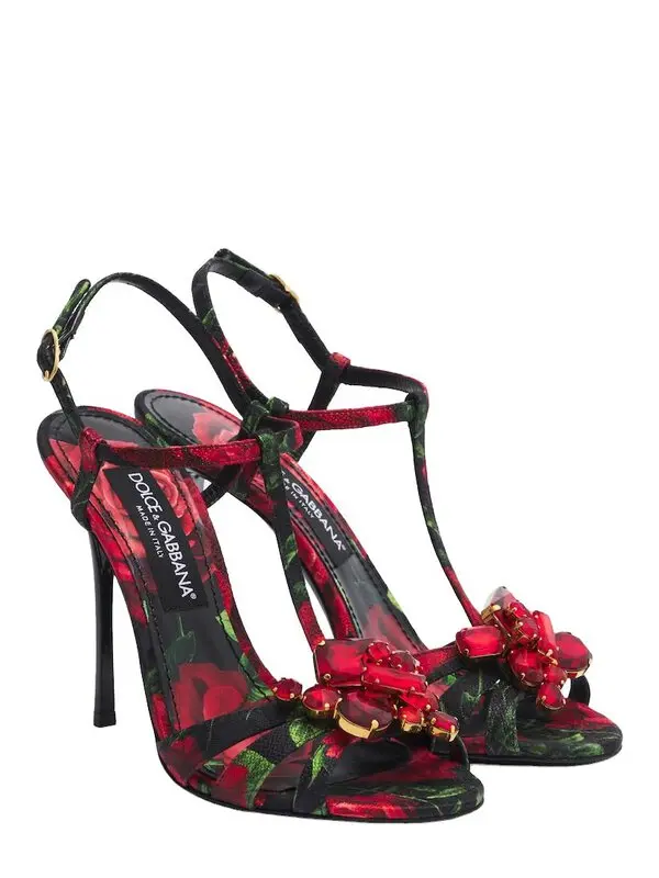 Dolce & Gabbana Embellished Floral Sandals - Red