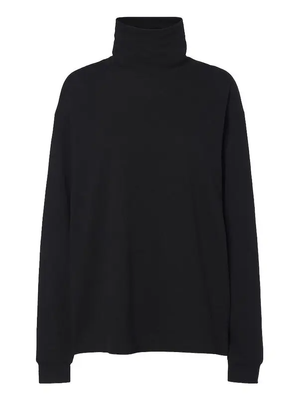 THE ROW Kelta Cotton Turtleneck Sweater - Black