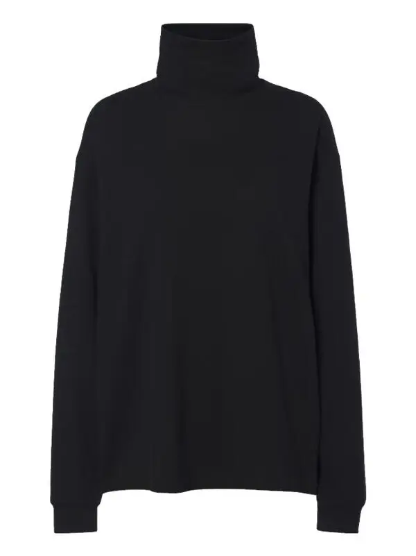 THE ROW Kelta Cotton Turtleneck Sweater - Black