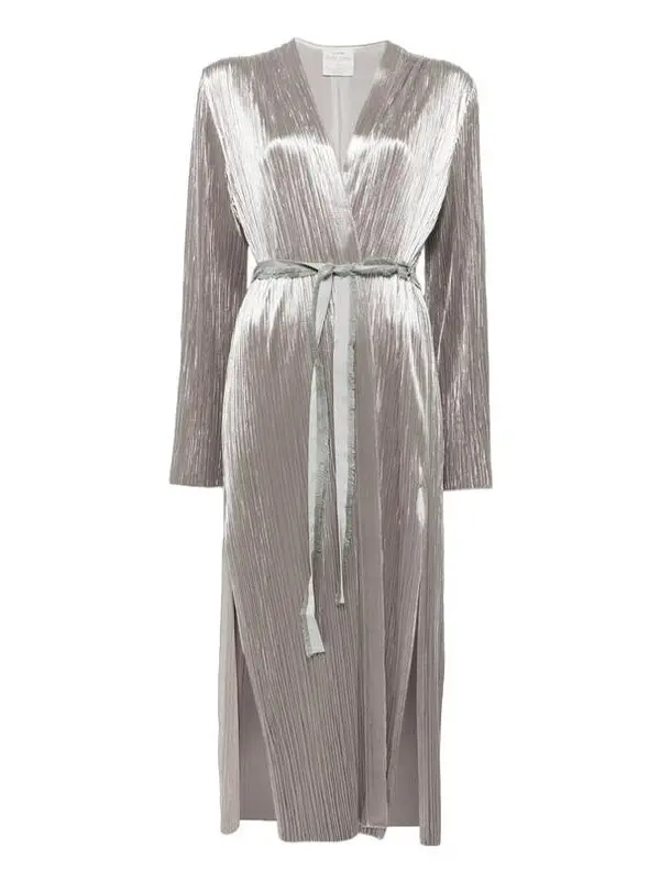 FORTE_FORTE Long Sleeve Plissé Effect Coat - Gray