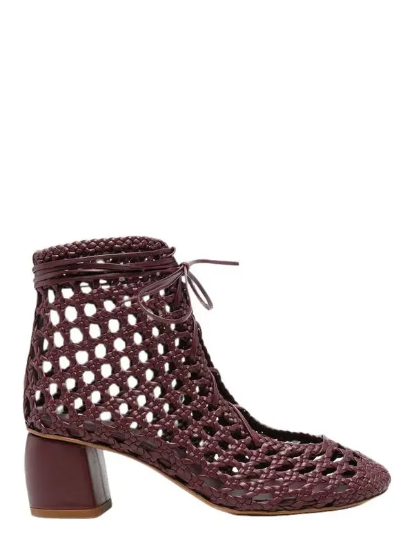 FORTE_FORTE Woven Leather Ankle Boots - Red