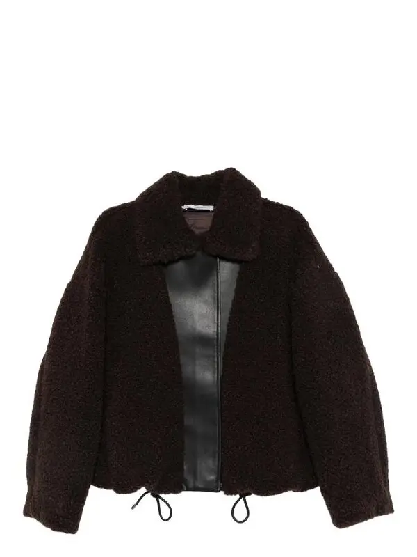Sportmax Faux Fur & Shearling Jacket With Leather Accents - Brown