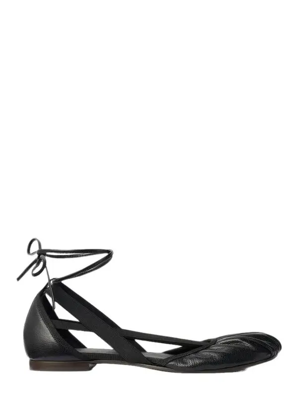 LEMAIRE Gathered Toe Ballet Flats - Black