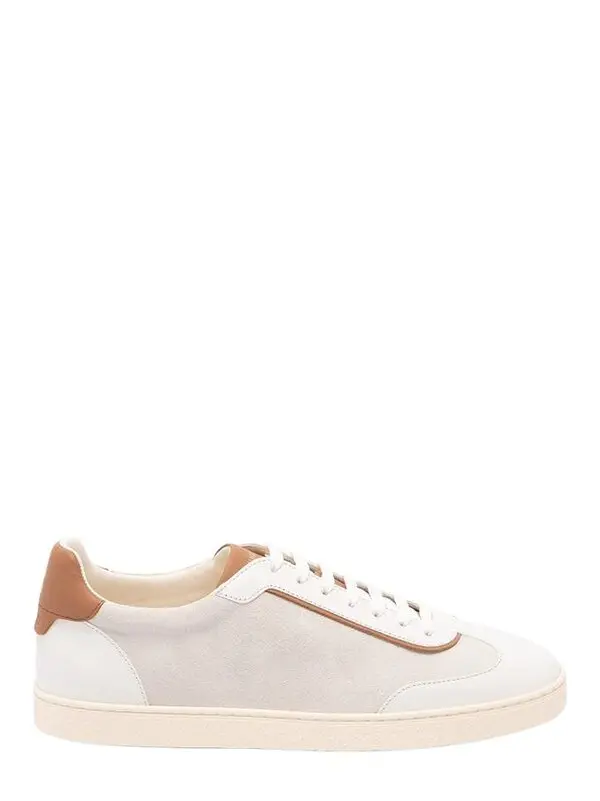 Brunello Cucinelli Low-top Panelled Suede Trainers - Cream