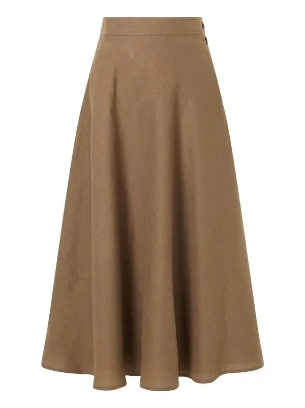 Polo Ralph Lauren Kenzie Linen Maxi Skirt - Brown