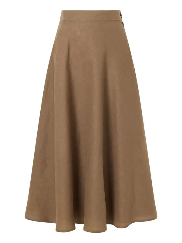 Polo Ralph Lauren Kenzie Linen Maxi Skirt - Light Brown