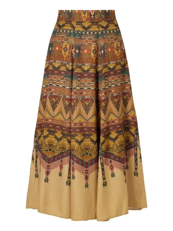 EMPORIO SIRENUSE Kendal Desert Printed Woven Silk-blend Maxi Skirt - Brown