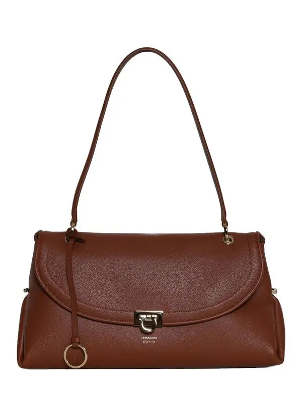 FERRAGAMO Gancini Shoulder Bag - Brown