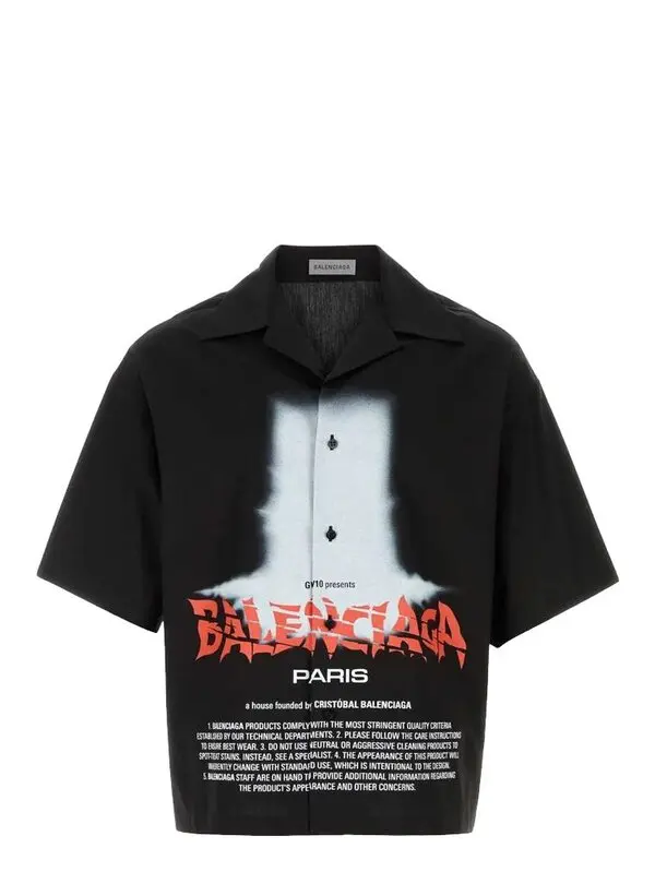 Balenciaga Short Sleeve Bowling Shirt - Black