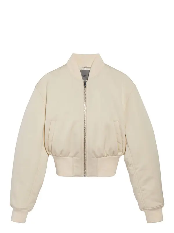 Balenciaga Cropped Technical Faille Bomber Jacket - Ivory