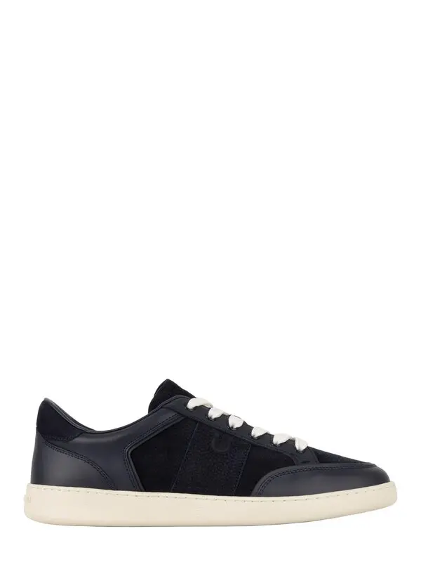 FERRAGAMO Suede And Leather Low-top Sneakers - Blue