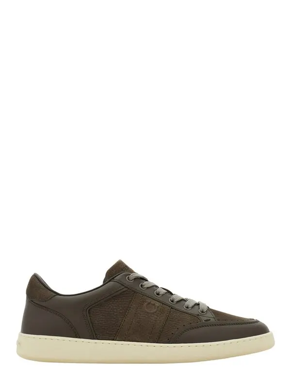 FERRAGAMO Suede And Leather Low-top Sneakers - Grey