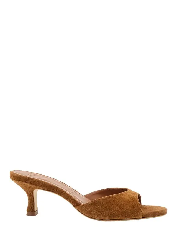 Staud Brigitte 60 Brushed Suede Mules - Camel
