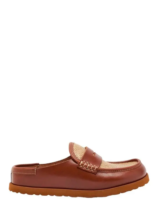 BIRKENSTOCK Naples Raffia And Leather Loafers - Camel