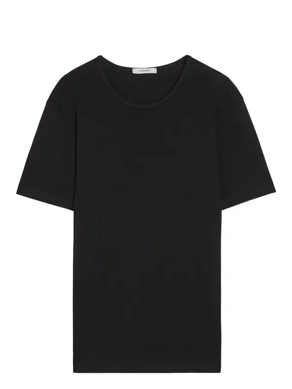 LEMAIRE Wide-neck Cotton T-shirt - Black