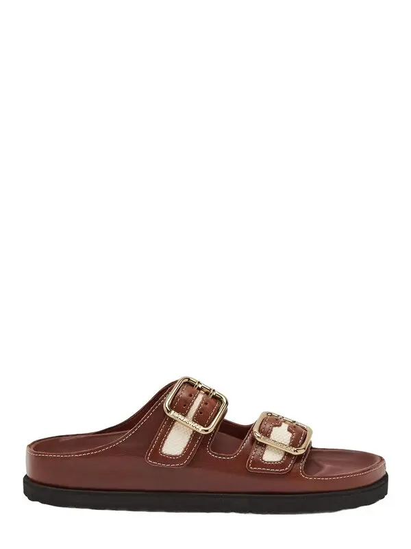 BIRKENSTOCK Arizona Bold Canvas And Leather Sliders - Brown