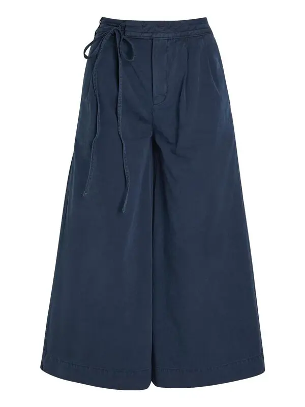 DAMSON MADDER Lotta Cropped Cotton Culottes - Navy