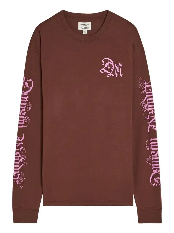 DAMSON MADDER Pleasant Slumber Printed Cotton T-shirt - Brown