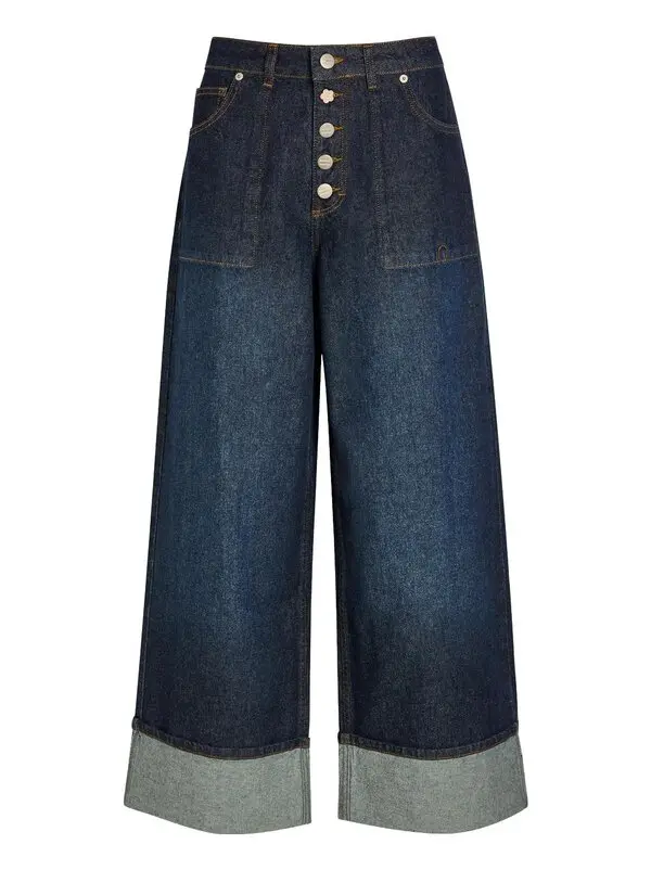 DAMSON MADDER Gigi Turn-up Wide-leg Jeans - Indigo