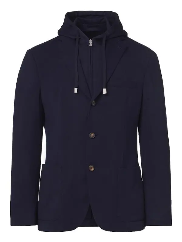 Eleventy Hooded Layered Wool Blazer - Blue