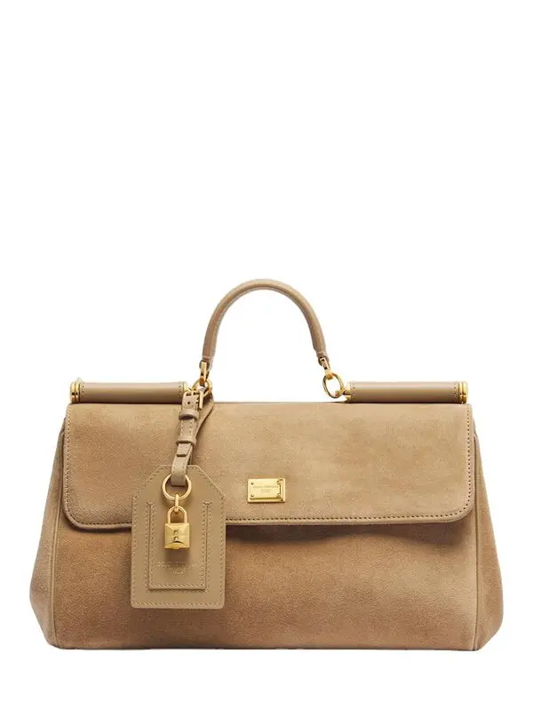 Dolce & Gabbana My Sicily Medium Suede Top-handle Bag - Beige